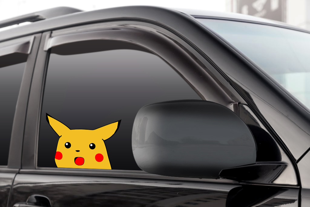 Amore Tees. Surprised Pikachu Peeking Window Vinyl Decal Anime Sticker ...